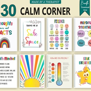 35 Boho Calm Corner Printables Feelings Chart Counselor Posters Science ...