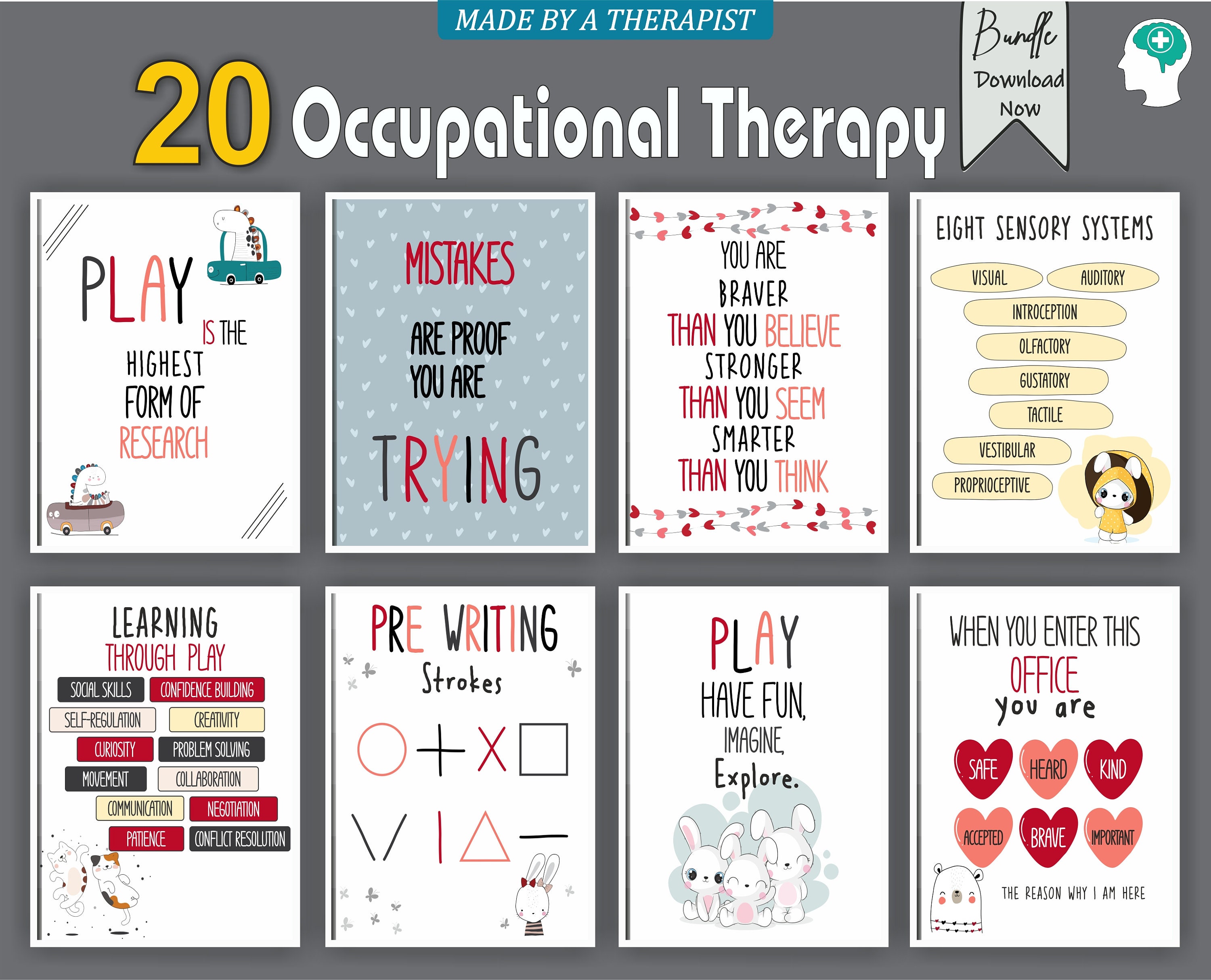 20 Occupational Therapy Bundle OT Office Poster School Therapy OT ...