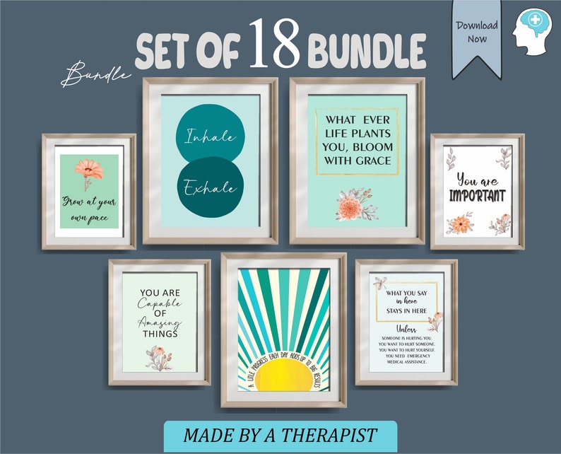 18 Boho Mental Health Posters Bulletin Board Kit Counseling Door Gifts ...