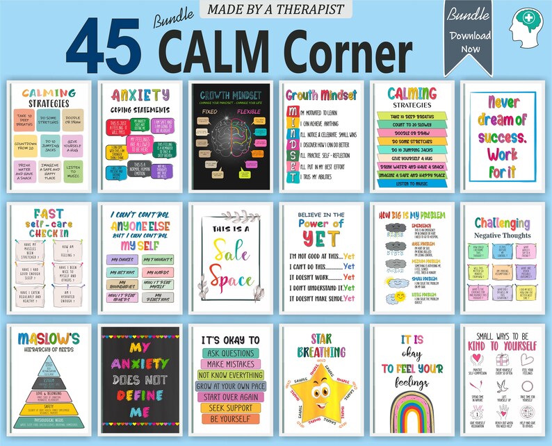 45 Calm Down Corner Calming Corner Posters Rainbow Breathing Self ...