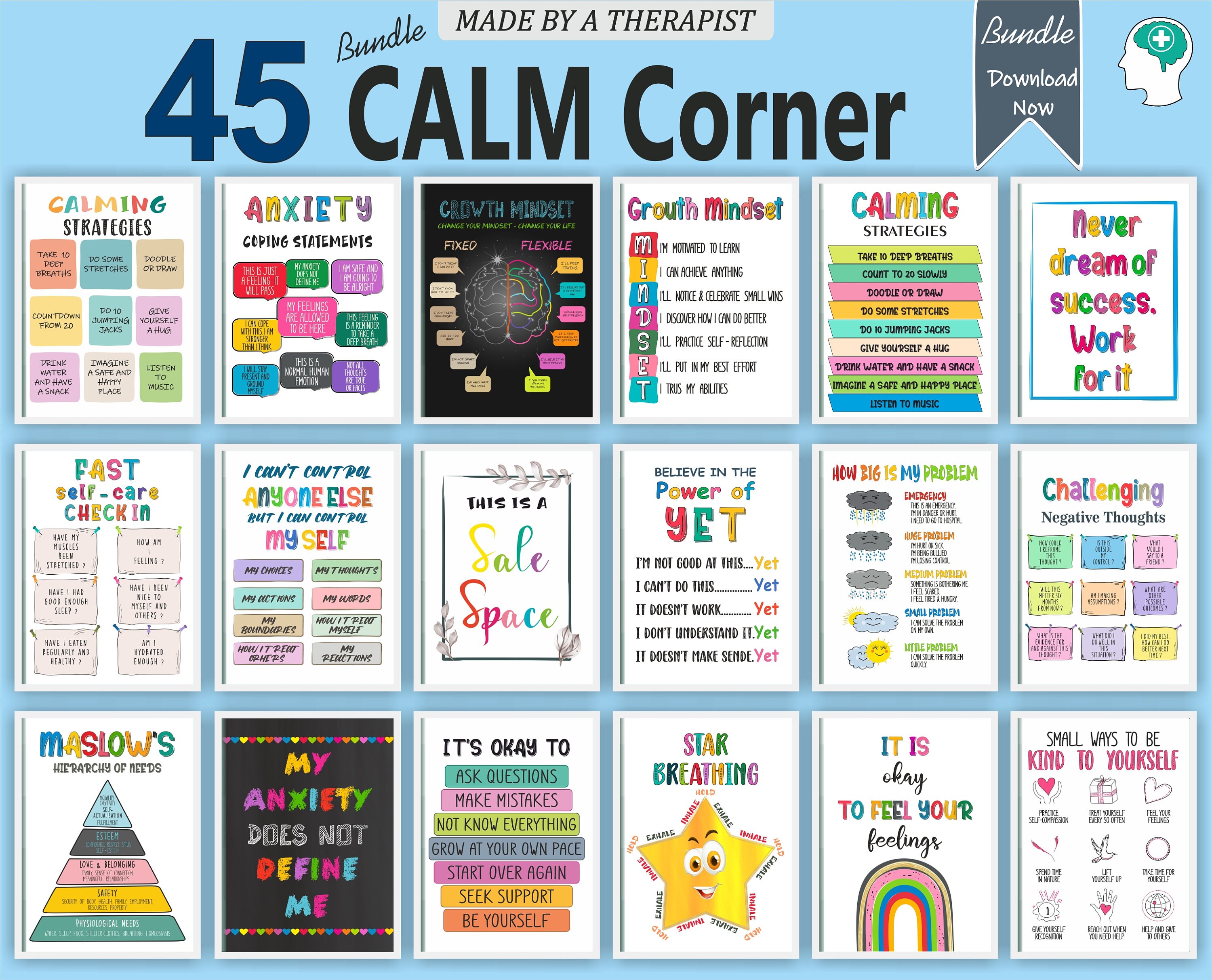 45 Calm Down Corner Calming Corner Posters Rainbow Breathing Self ...
