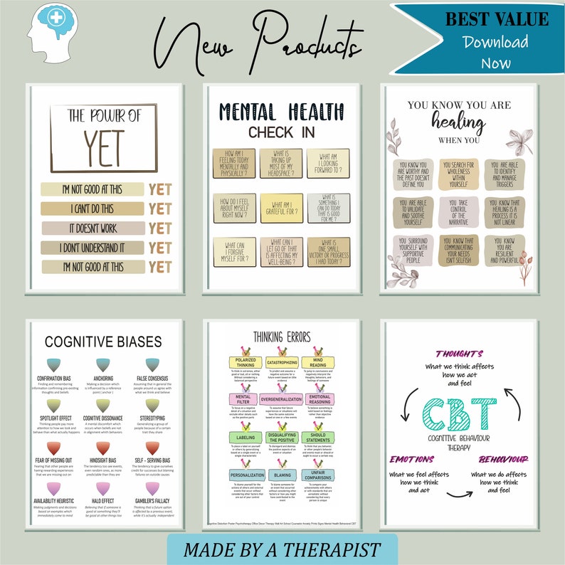 50 Office Menthal Counselor School Decor Mental Health Posters ...