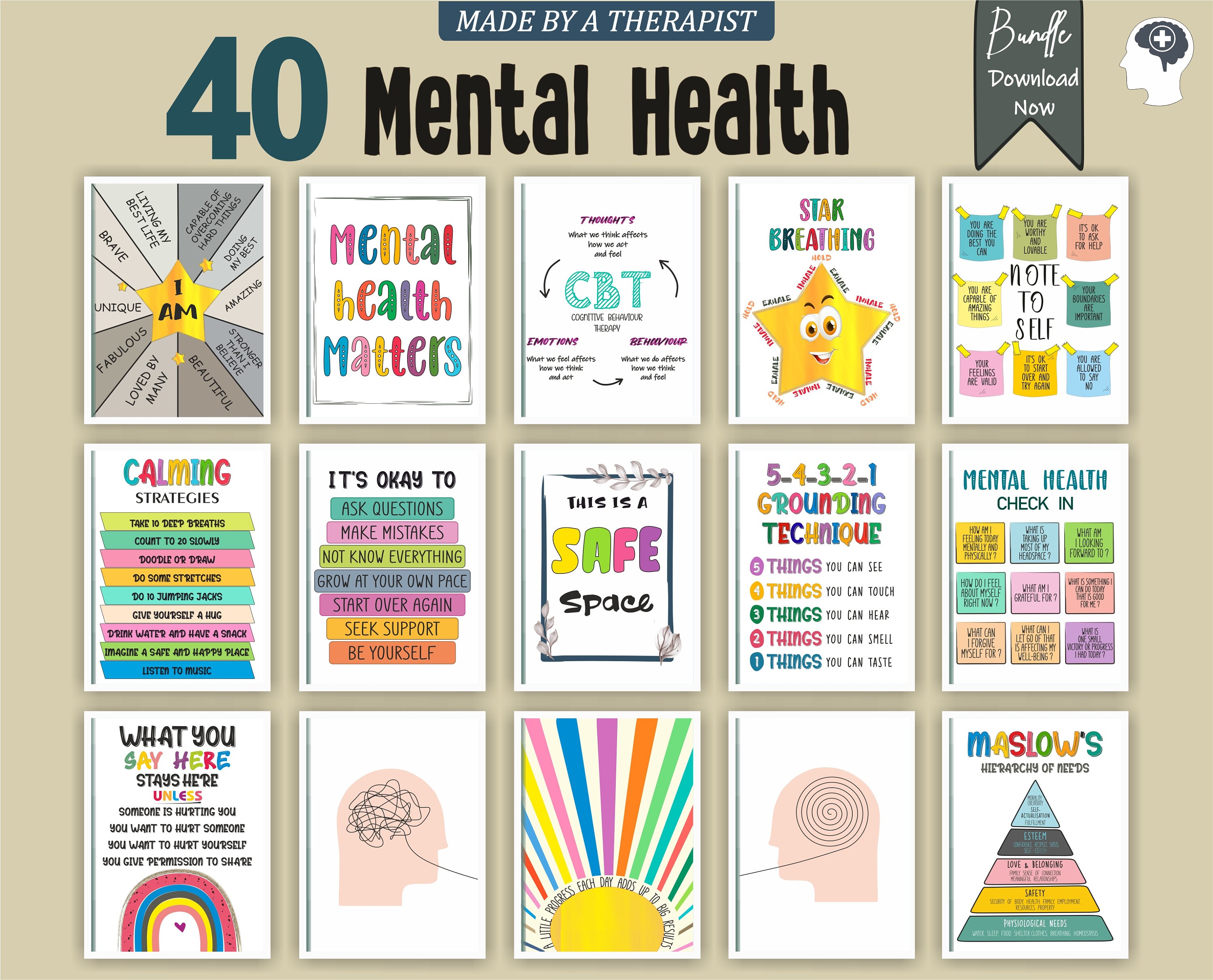 40 Social Worker Office Decor Mental Health Poster Boho Classrom Decor ...