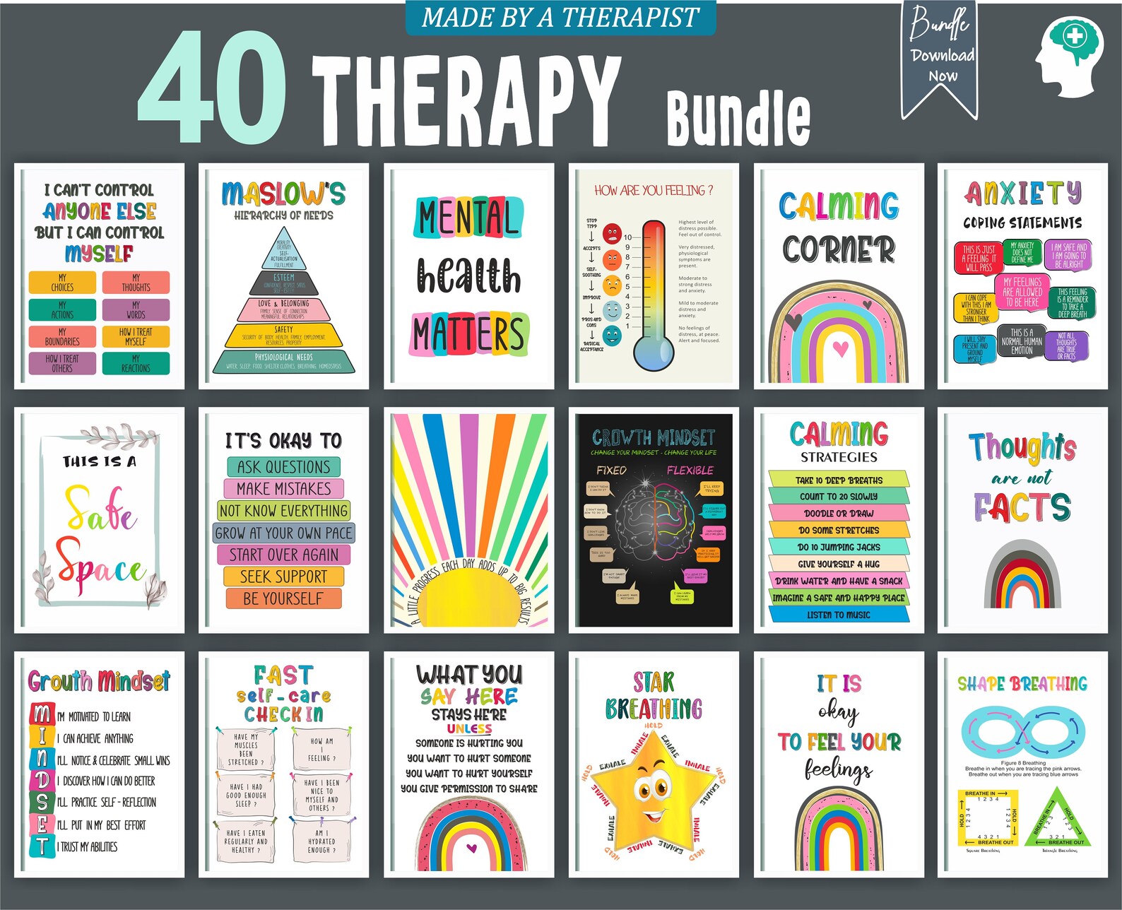 40 Educational Posters Printable Emotions Poster Health Room Sign ...