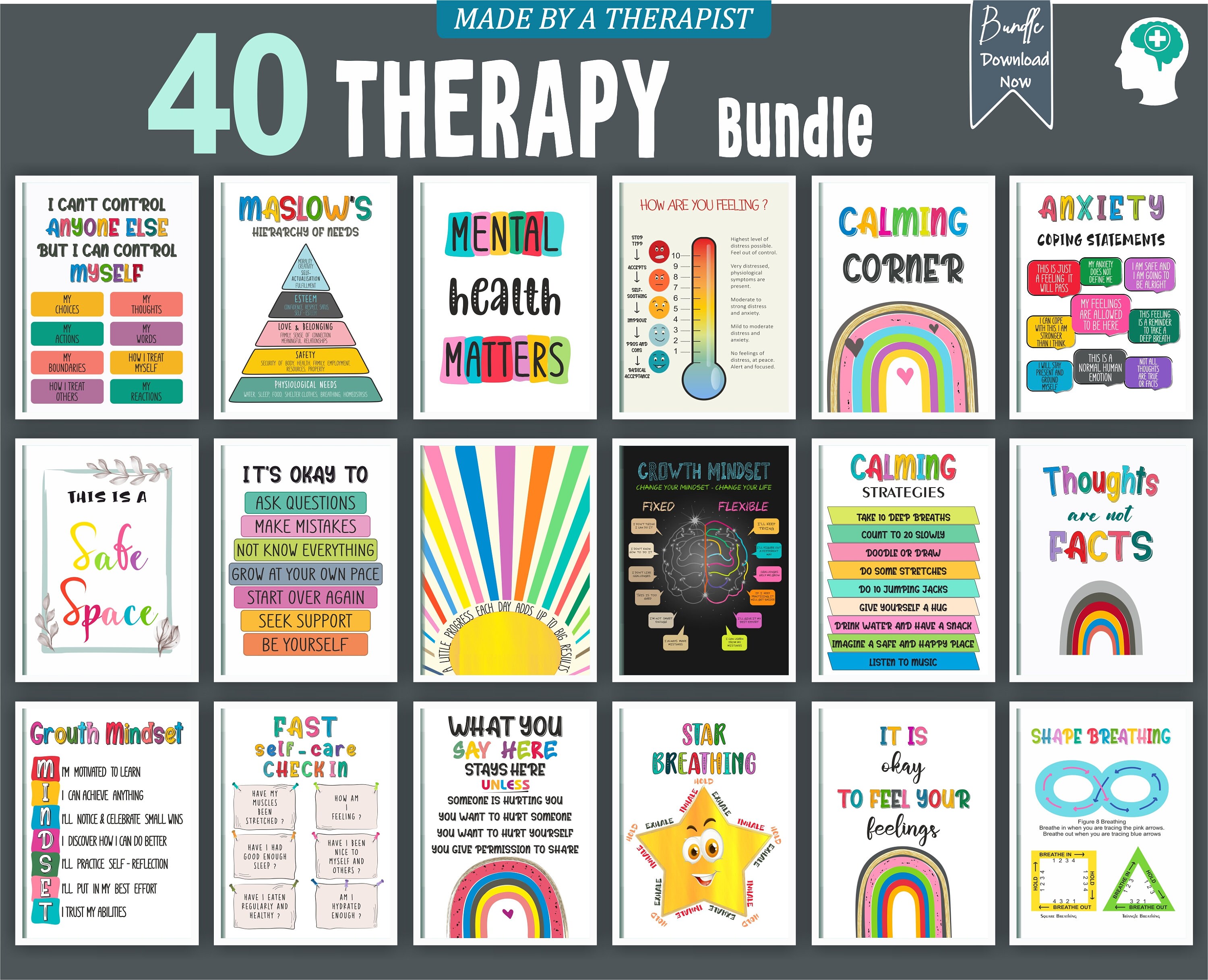 40 Educational Posters Printable Emotions Poster Health Room Sign ...