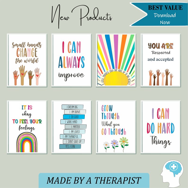 50 Calming Corner Posters Psych Emotion Chart Mental Health Posters ...