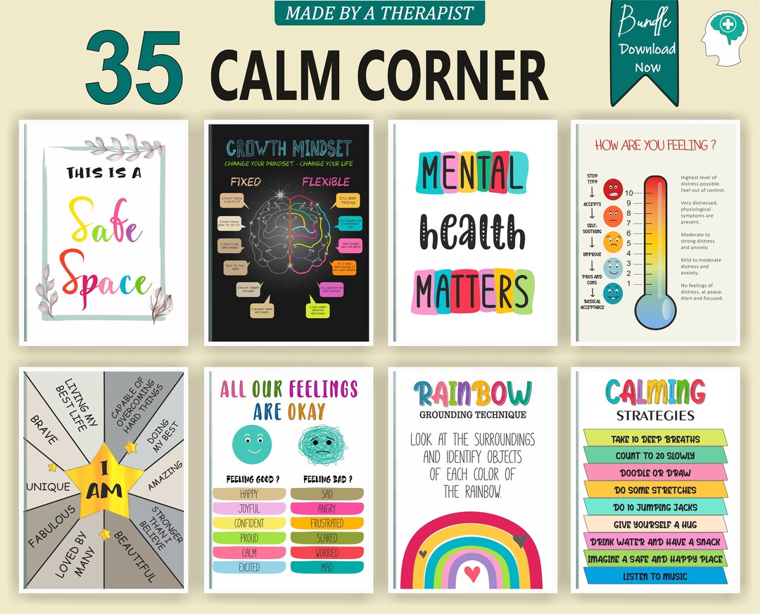 35 Calm Down Corner Toddler Classroom Decor School Counselor Posters ...