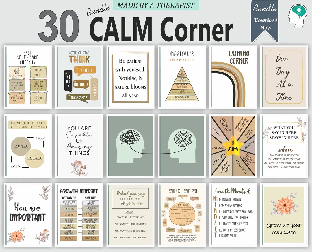 30 Boho Classroom Decor Bundle Therapy Office Decor Educational Posters ...