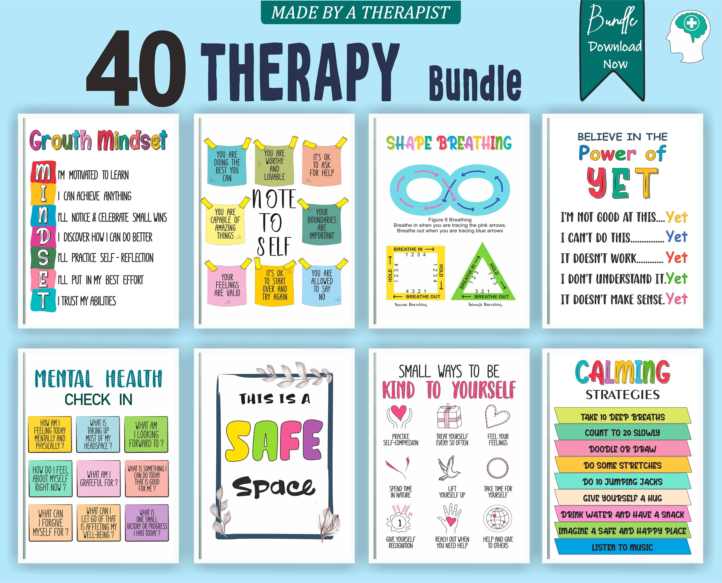 40 Mental Health Poster Classrom Decor School Counselor Door Sign ...