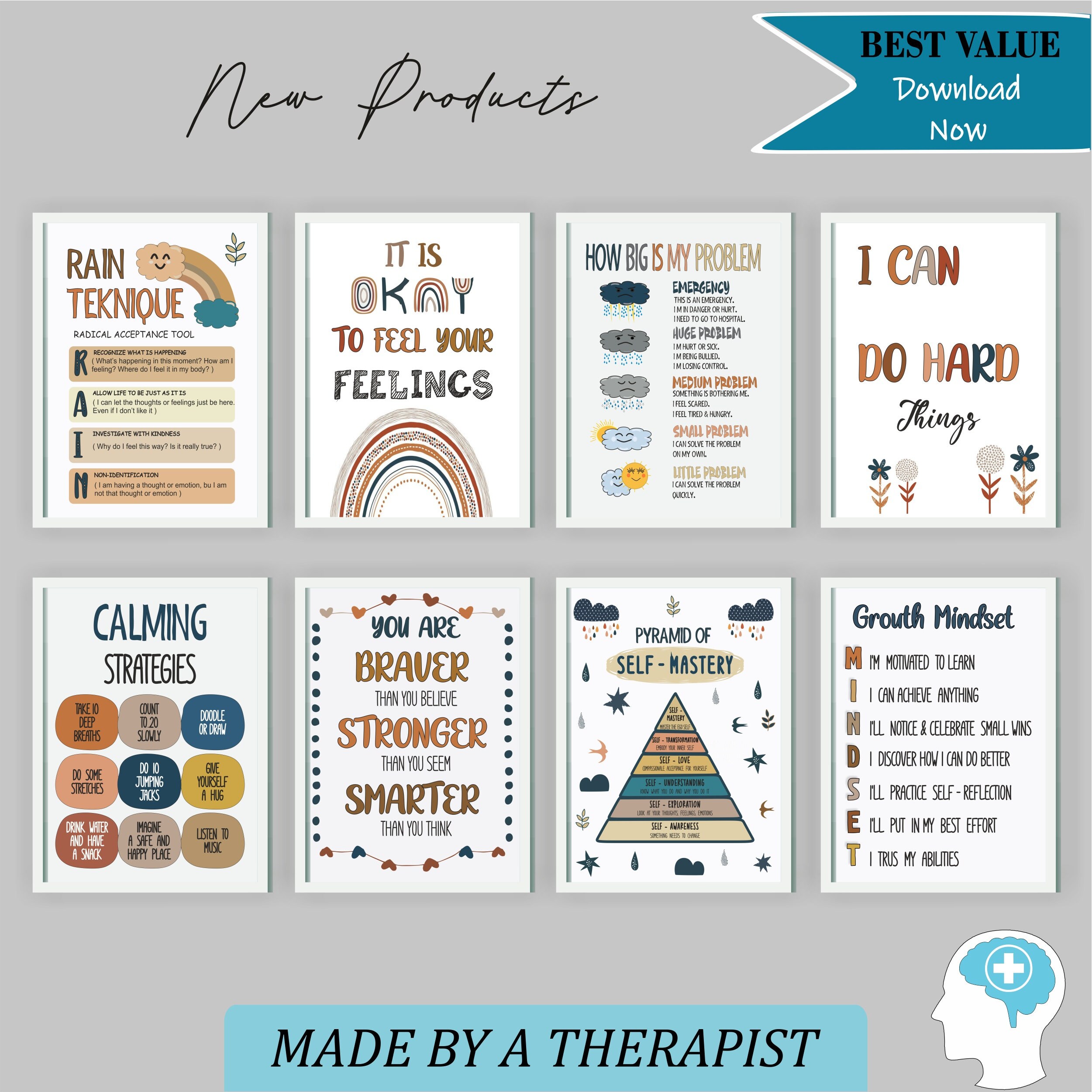 30 Calming Posters Educational Printables Calming Corner Set Boho ...