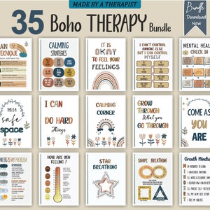35 Boho Calm Corner Printables Feelings Chart Counselor Posters Science ...