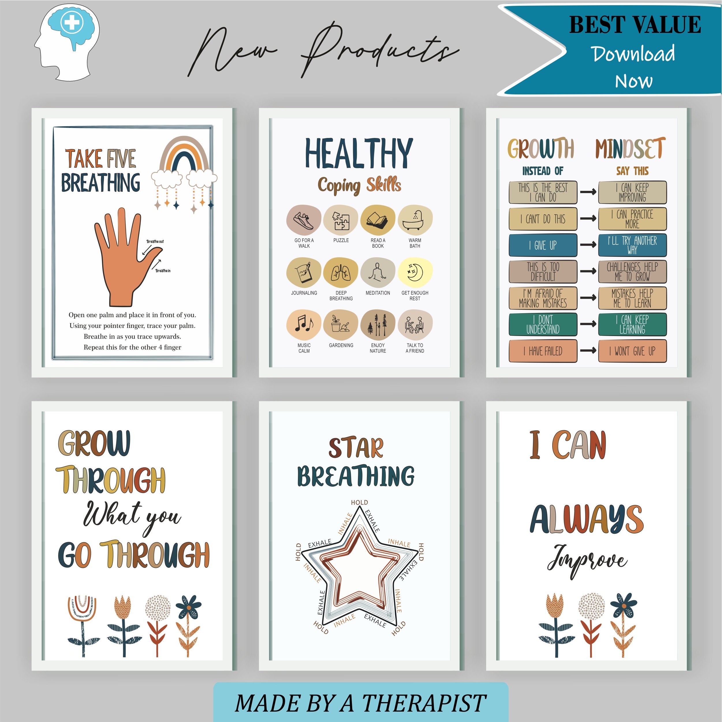 30 Calming Corner Posters, CBT Classroom Posters Decor Bundle, Feelings ...