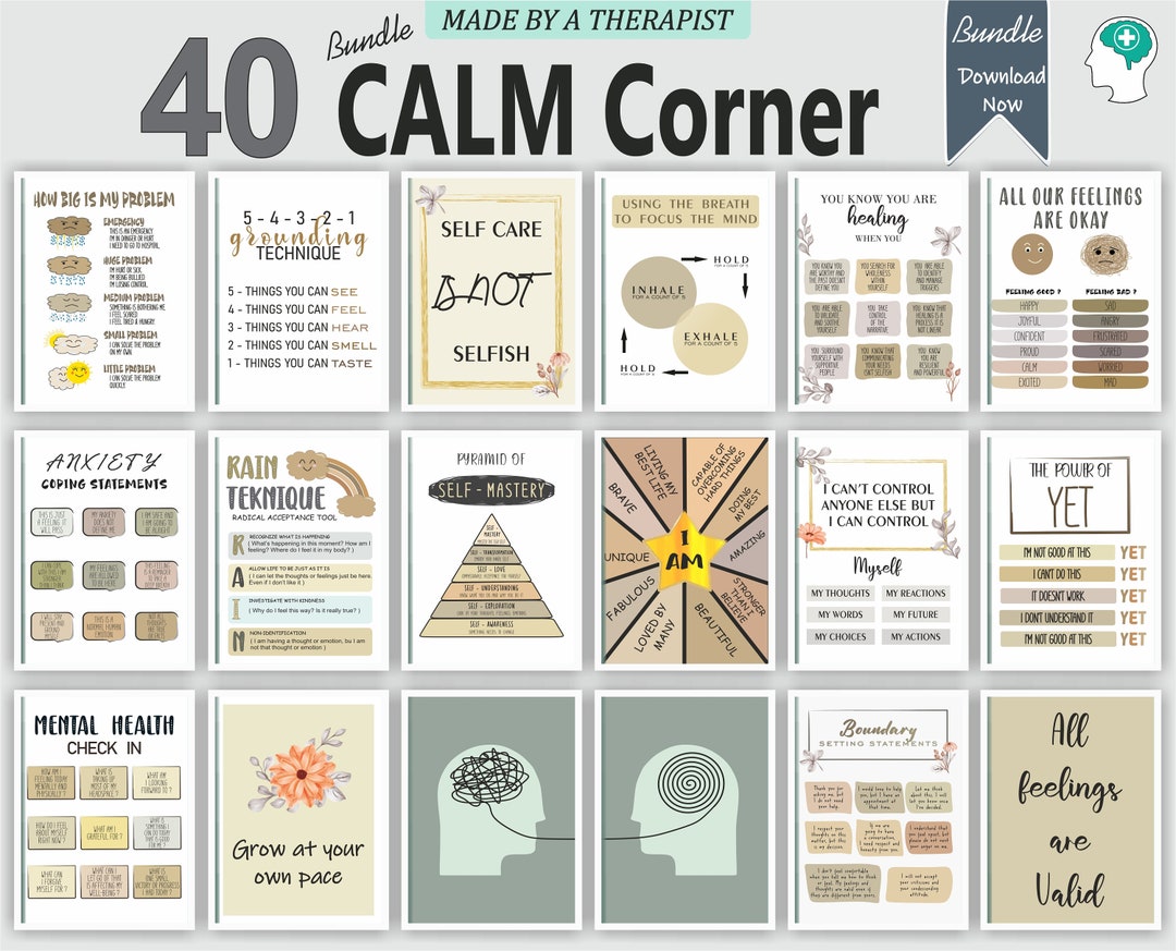 40 Boho Calming Down Corner Classroom Decor Bundle Office Therapy Decor ...