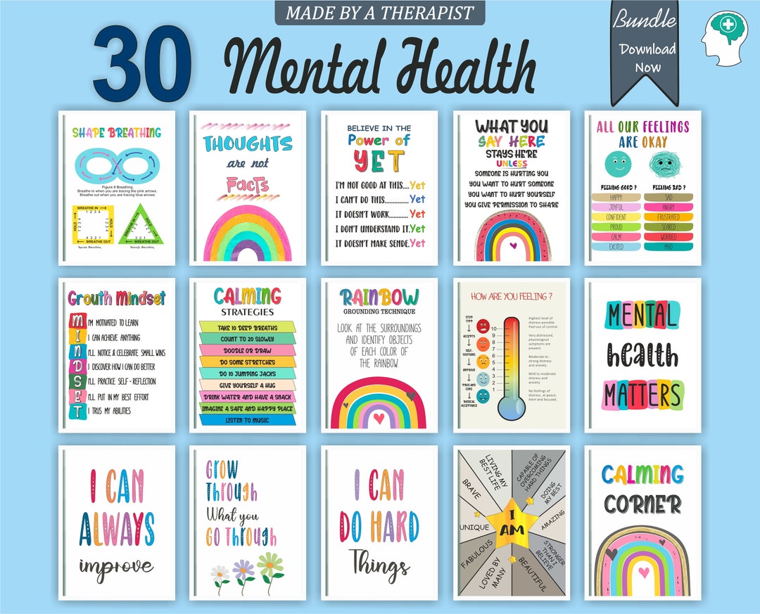 30 Mental Health Posters Calm Corner Printables School - Etsy