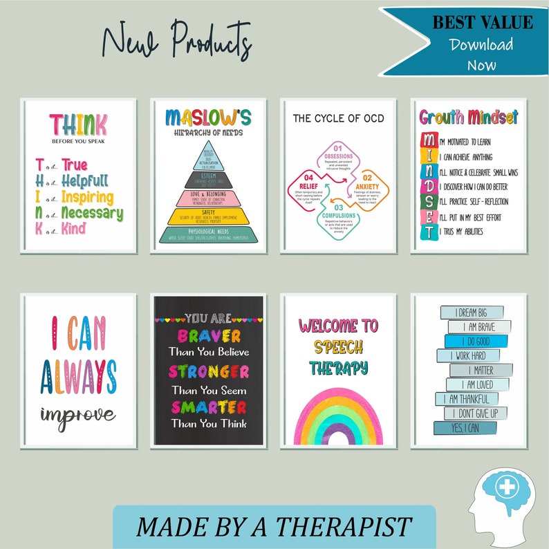 60 Psych Emotion Chart Mental Health Posters Calm Corner Printable ...