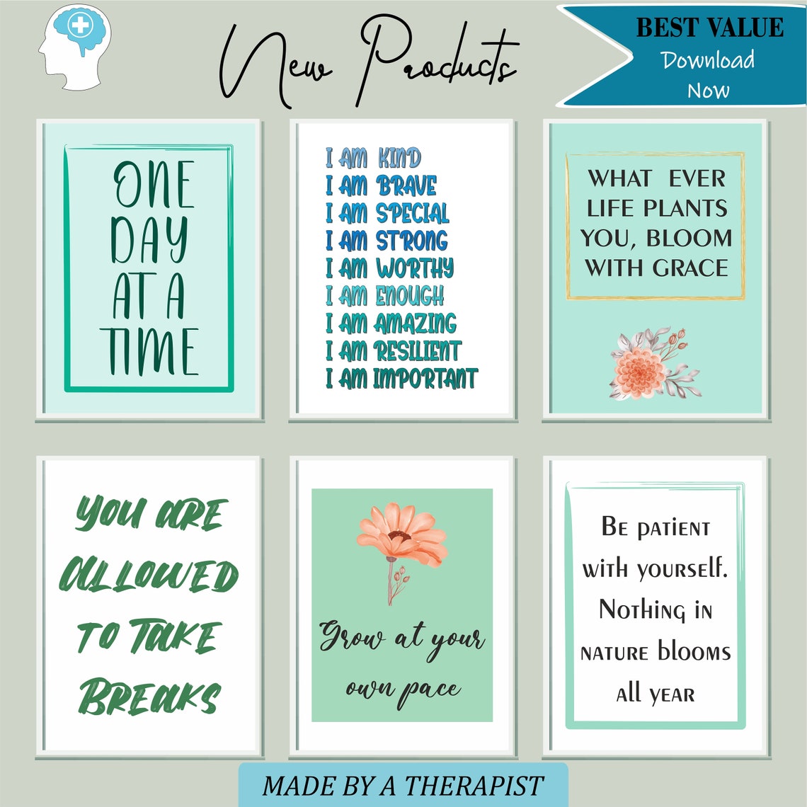 18 Boho Mental Health Posters Bulletin Board Kit Counseling Door Gifts ...