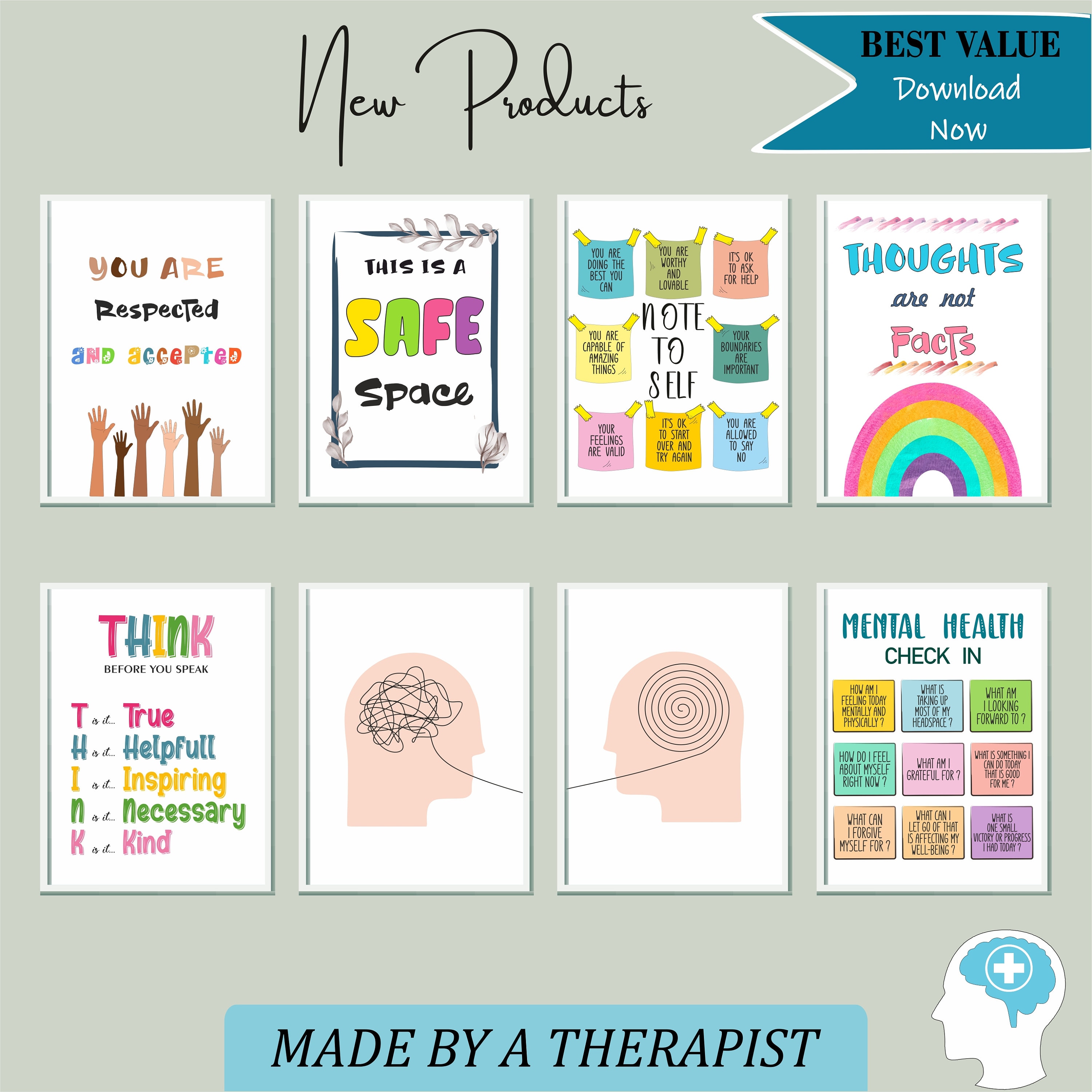 40 Social Worker Office Decor Mental Health Poster Boho Classrom Decor ...