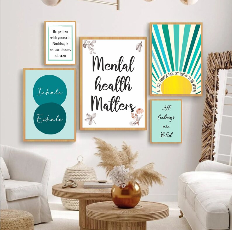 18 Boho Mental Health Posters Bulletin Board Kit Counseling Door Gifts ...