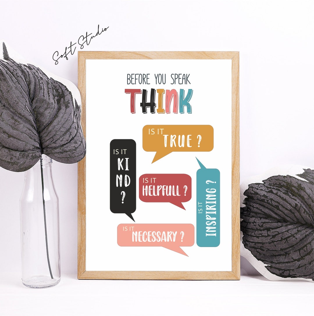 Think Before You Speak Poster Editable Classroom Posters, Printable ...