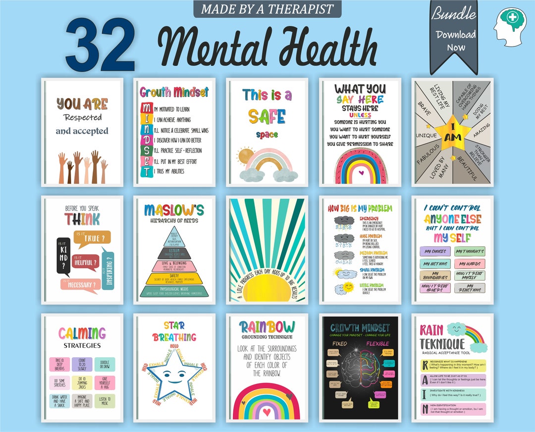 32 Feelings Chart Psych Gifts Set Door Bundle Breathing - Etsy