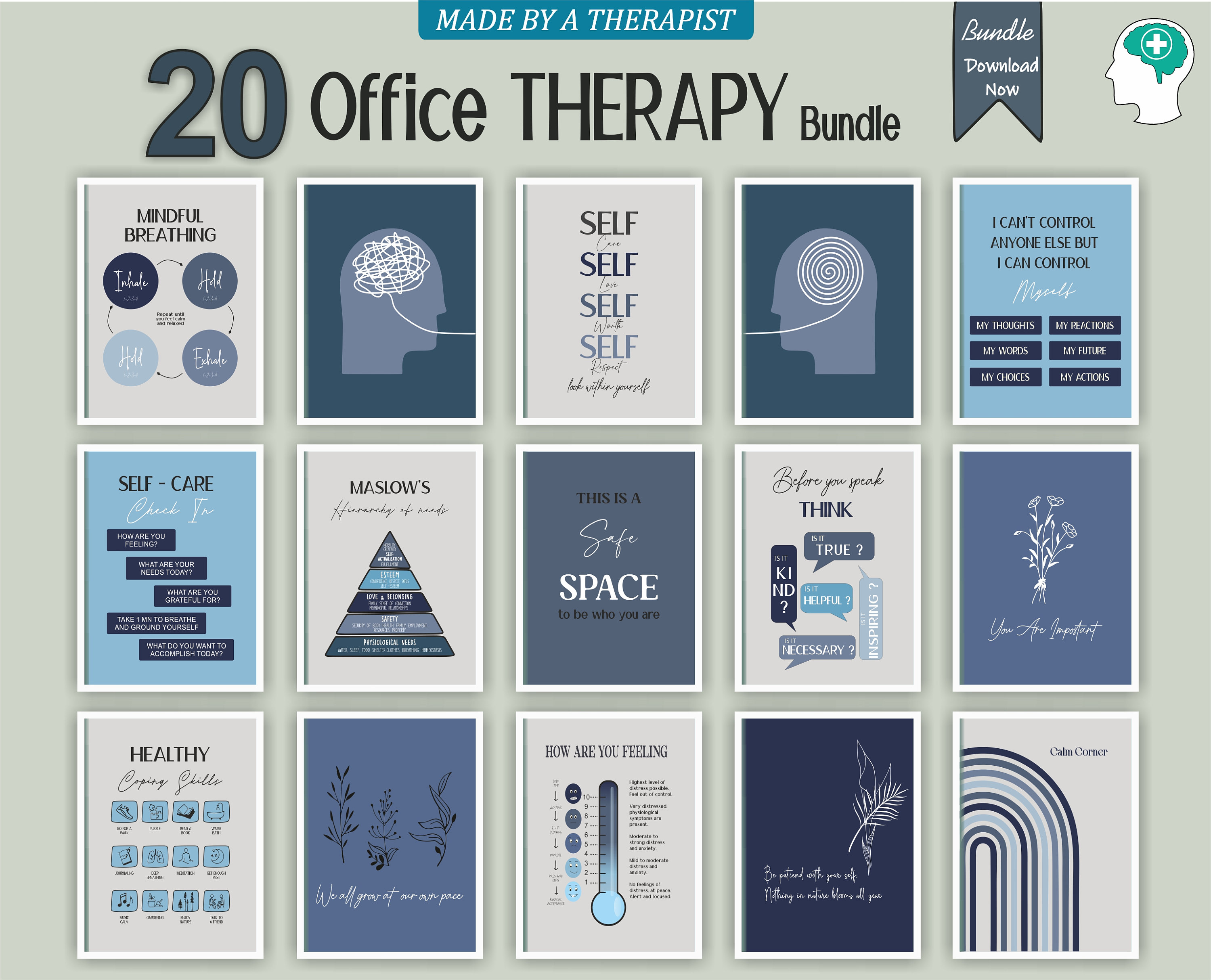 20 Therapist Office Decor Mental Health Poster Calm Down Calming Corner ...