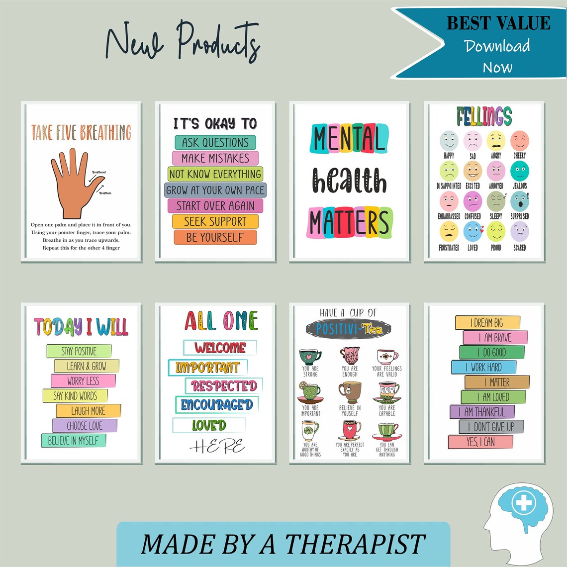 40 Educational Posters Printable Emotions Poster Health Room - Etsy