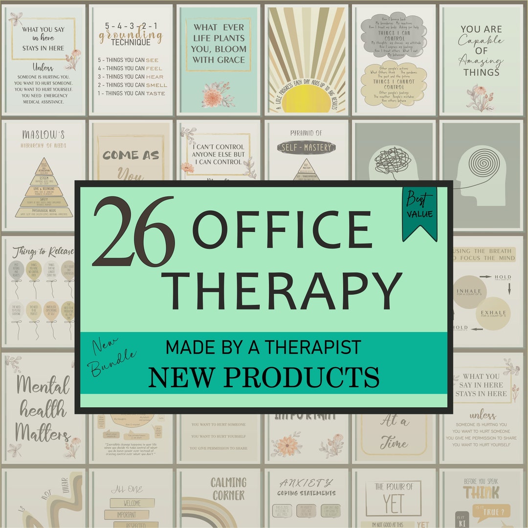 26 Therapy Office Decor School Counselor Bulletin Board Kit Calming ...