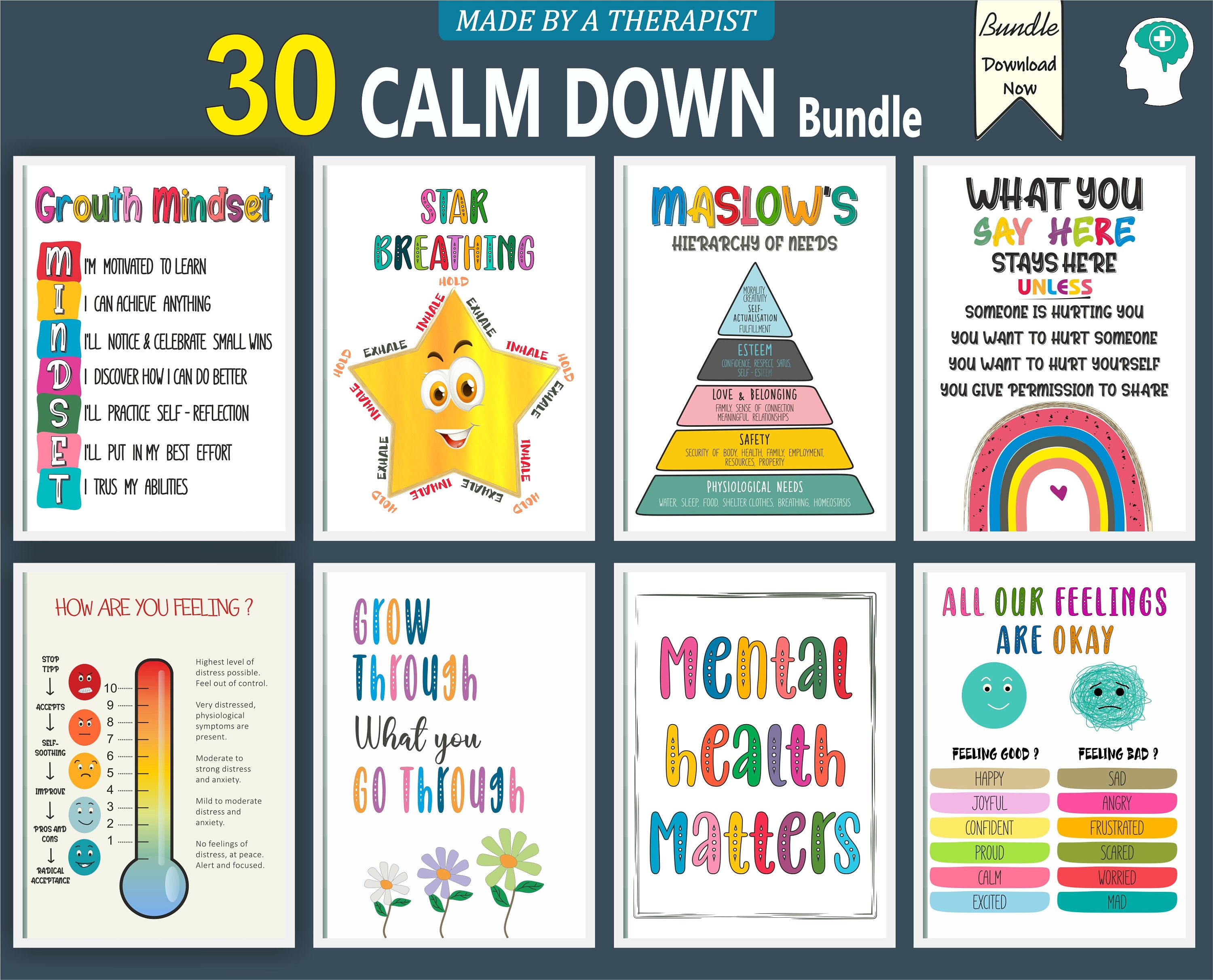 30 Calm Corner Printable School Counselor Posters Calming - Etsy