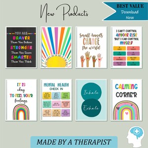 36 School Counselor Door Sign Bundle Social Worker Office Decor Mental ...