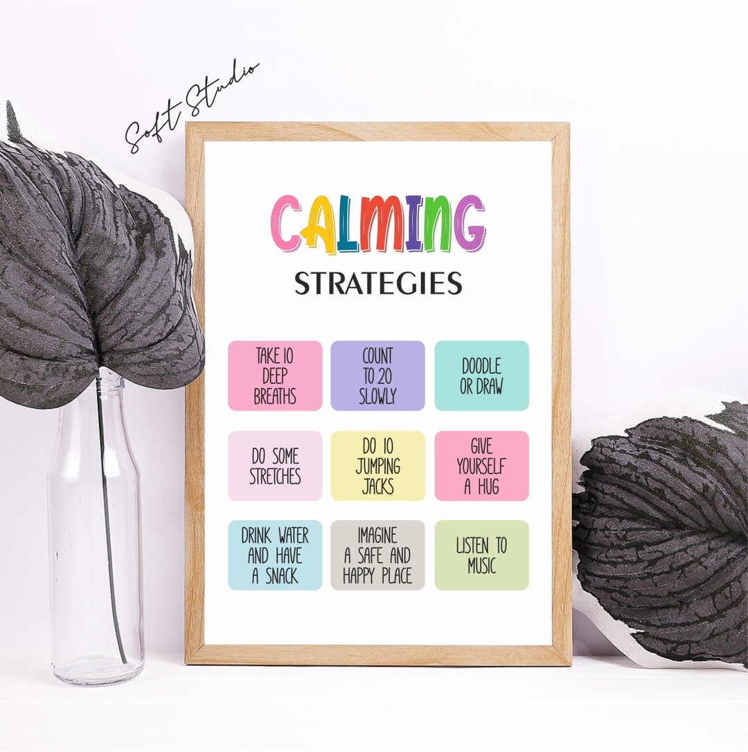 Calming Strategies Poster Therapy Office Decor Therapist Wall Counselor ...