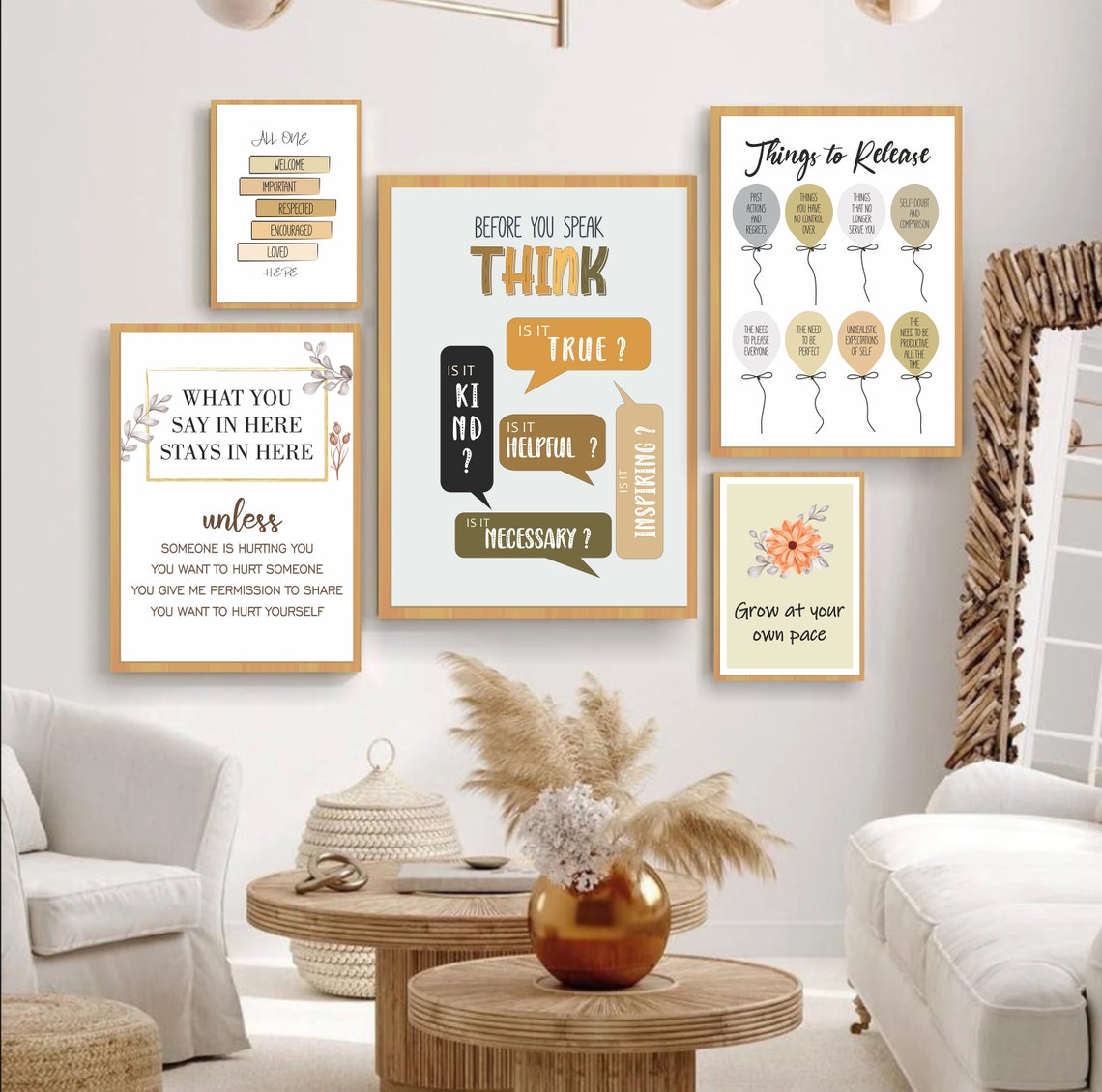 40 Boho Mental Health Posters Bulletin Board Kit Counseling Door Gifts ...