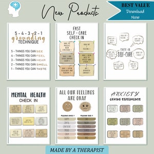 40 Boho Mental Health Posters Bulletin Board Kit Counseling Door Gifts ...