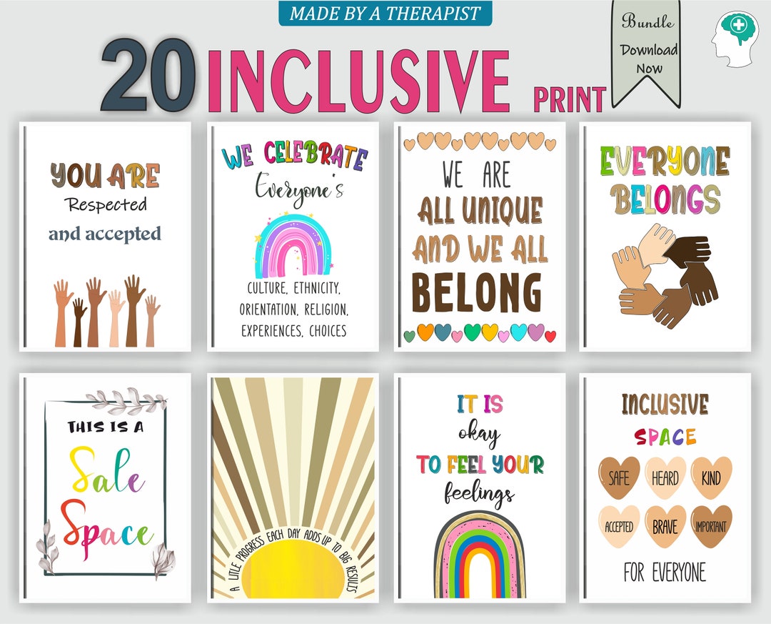 20 Inclusive Wall Art Sign Social Worker Equality Safe Space Inclusion ...