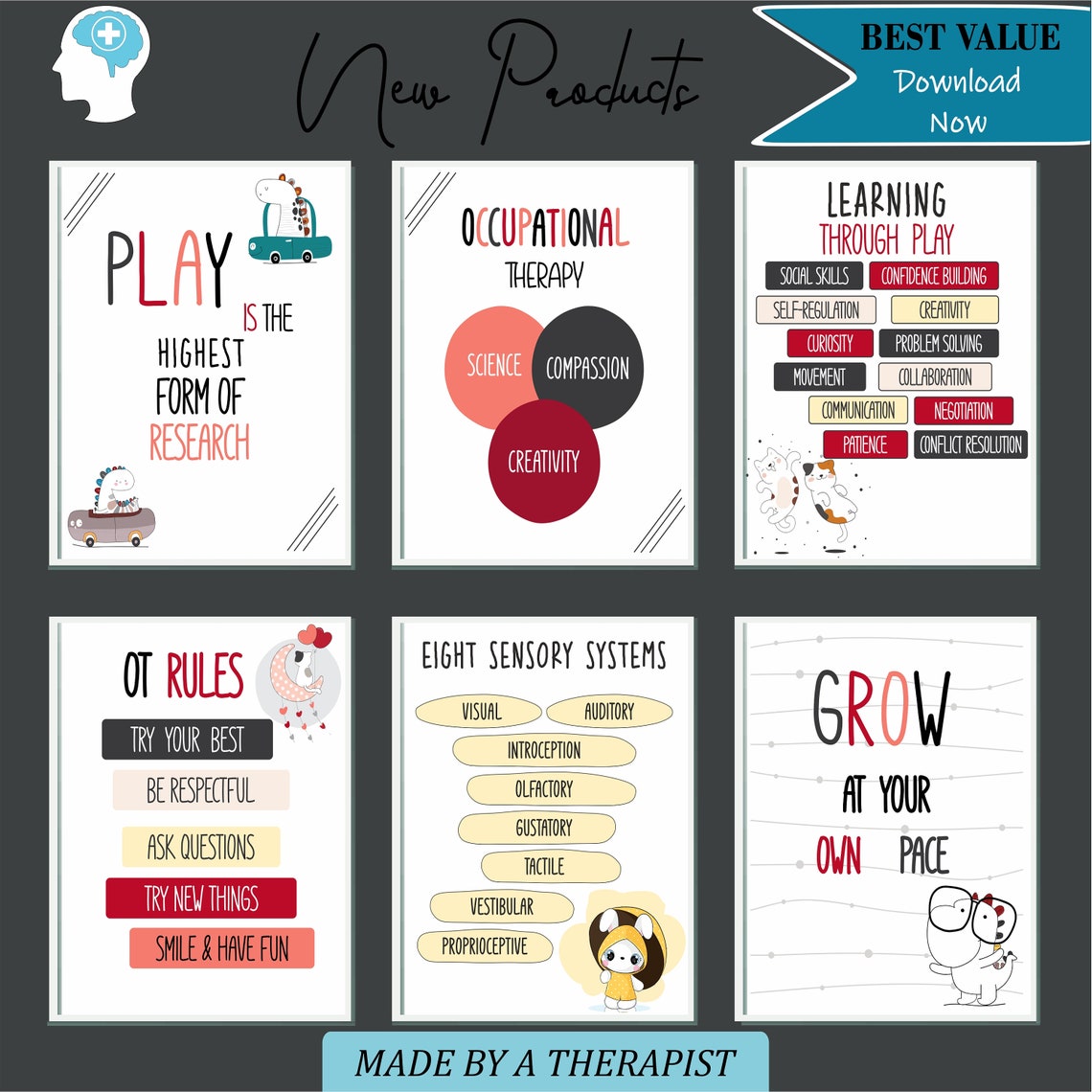 21 Occupational Kids Therapy Bundle Occupational Therapy Poster Office ...