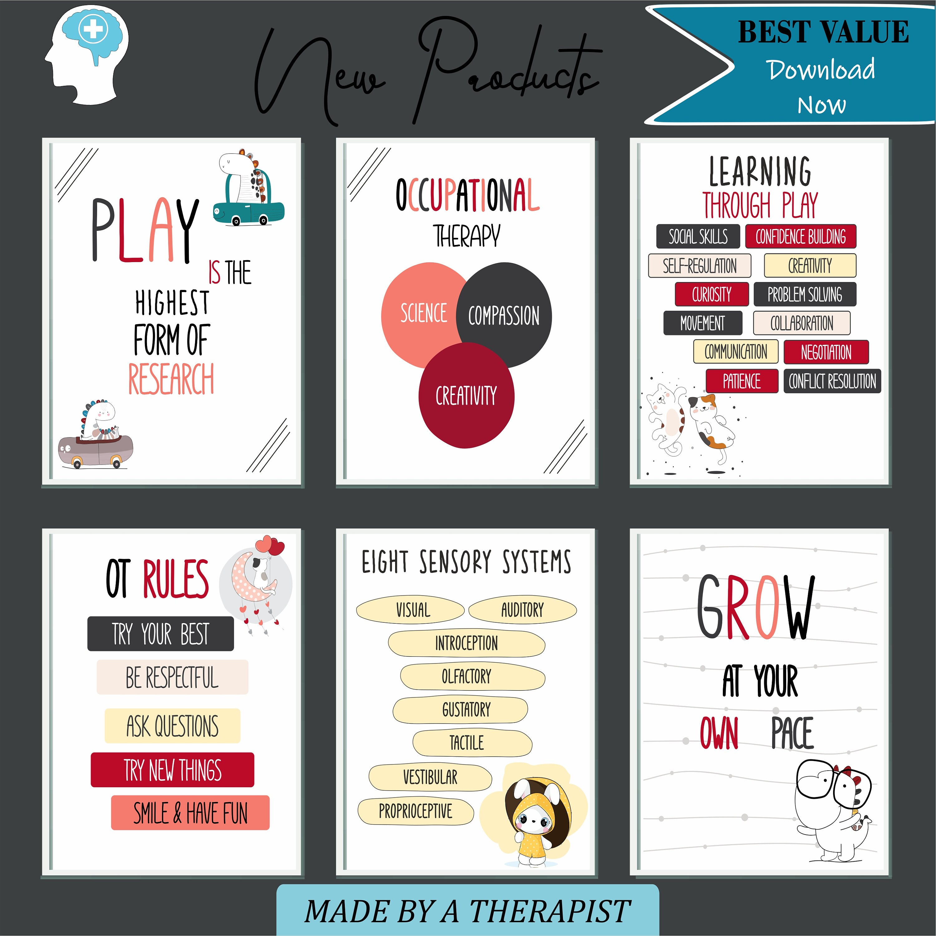 21 Occupational Kids Therapy Bundle Occupational Therapy Poster Office ...