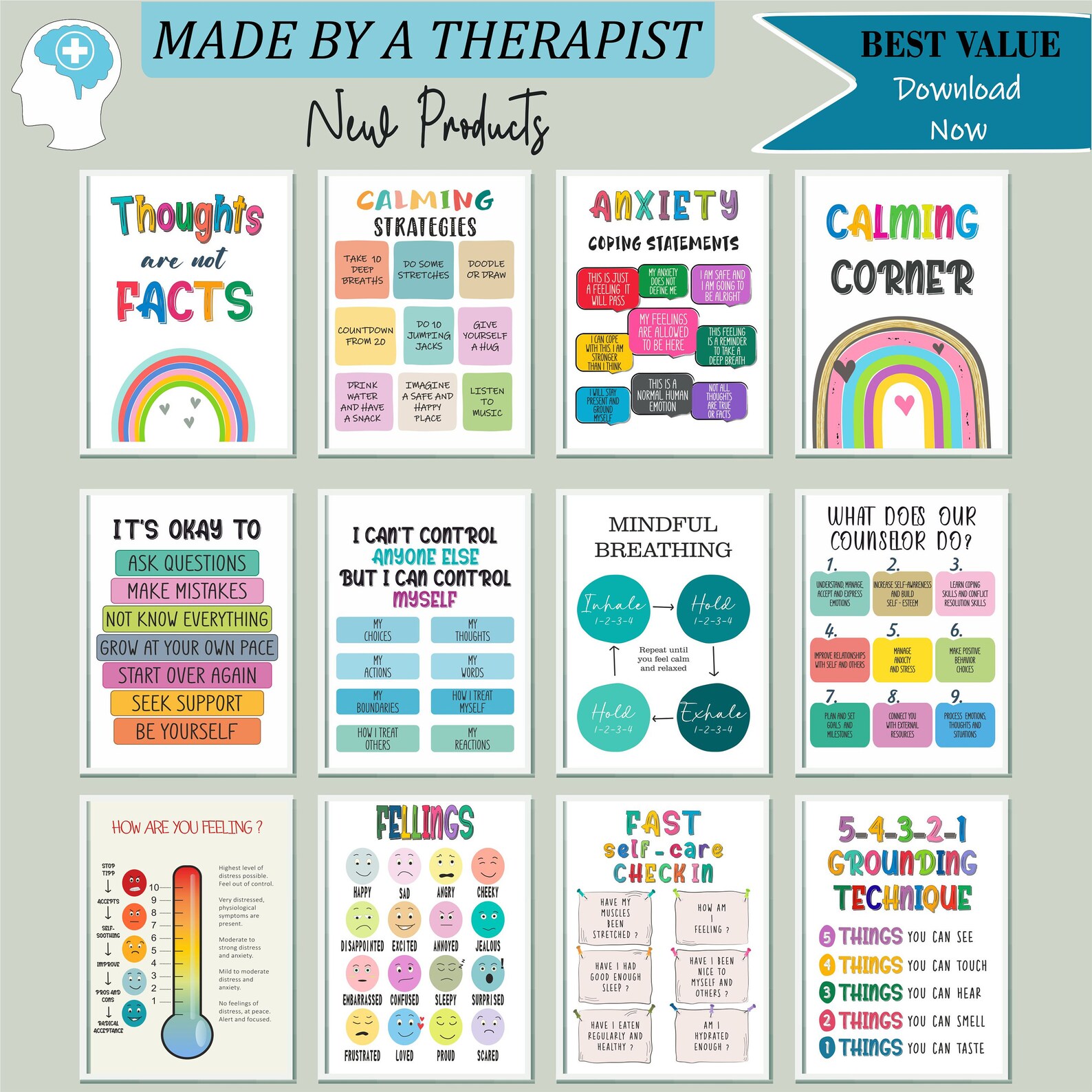 60 School Counselor Office Therapy Art Calm Colors Classroom Decor ...