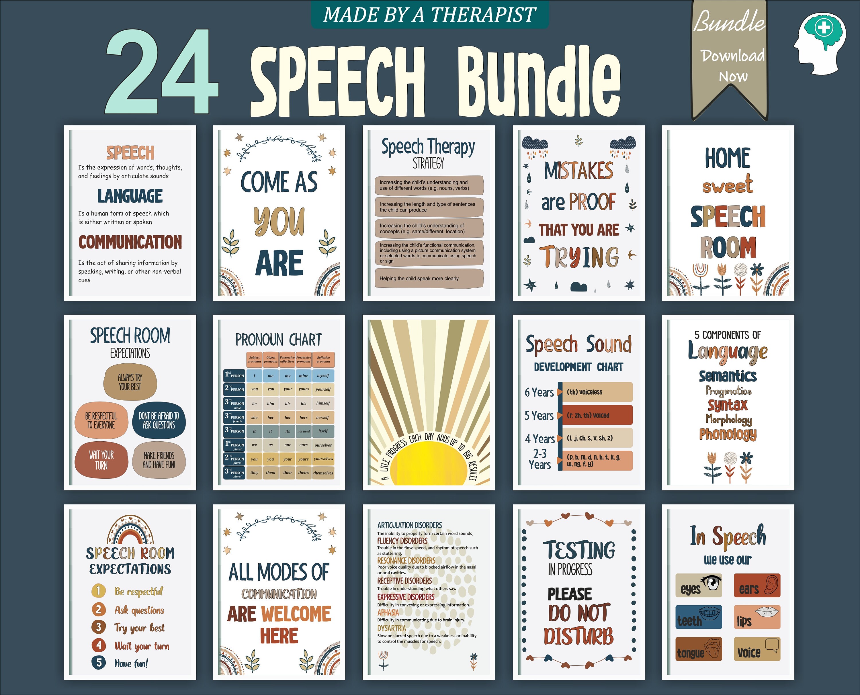 24 SLP Office Decor Instant Download Speech Pathology Poster Speech ...