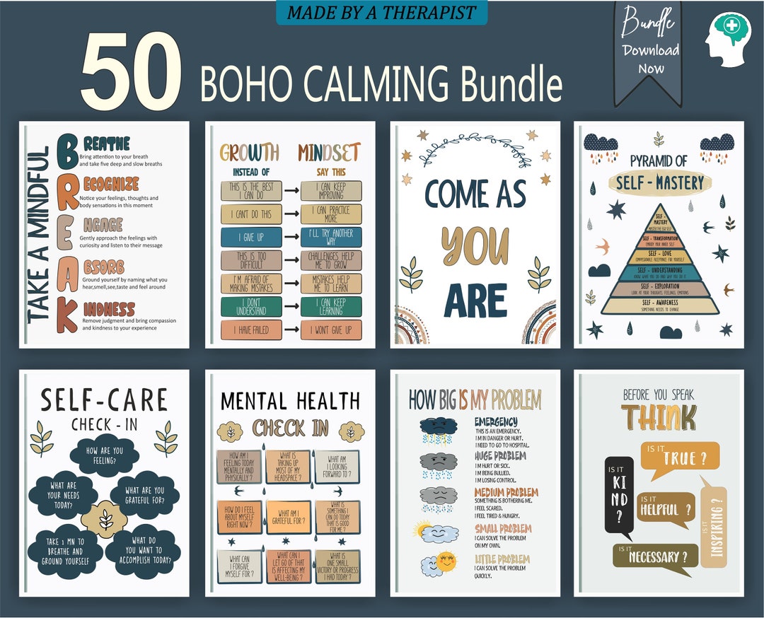 50 Mental Health Posters, SEL Science Bulletin Board Kit, Speech ...