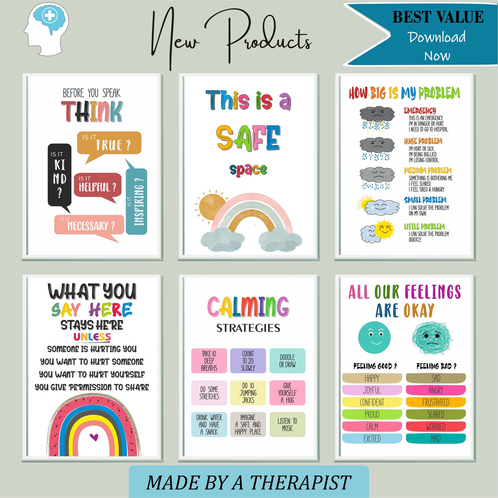 25 Emotion Chart Science Classroom Decor Mental Health Posters Calming ...