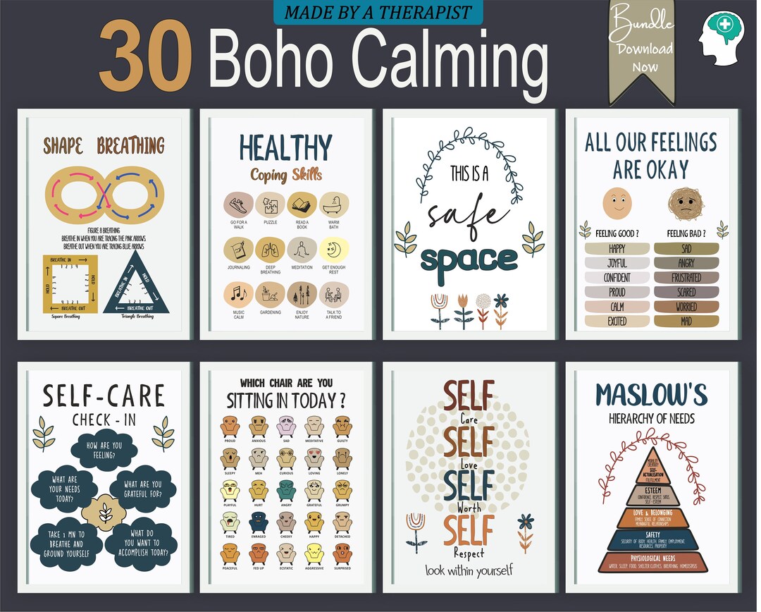30 Mental Health Prints, Emotion Posters Feelings Chart Science ...