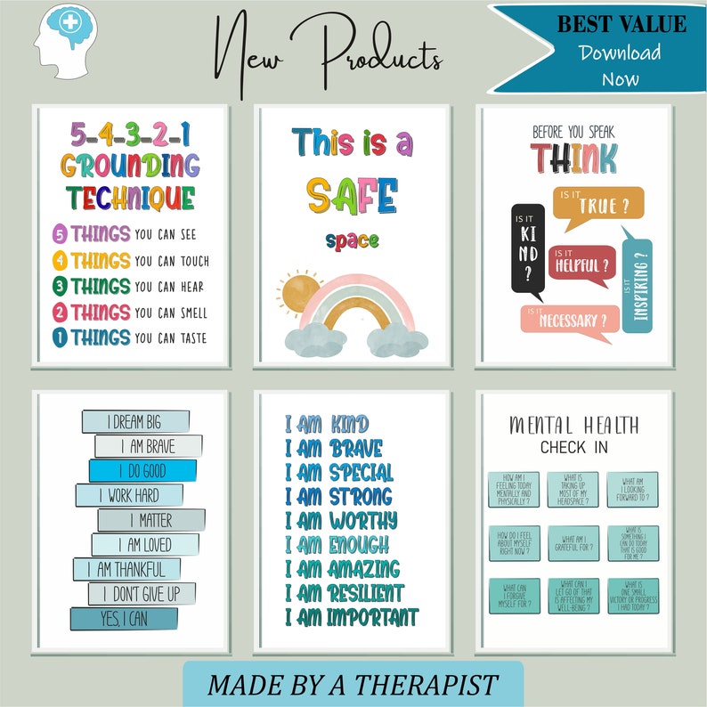 35 Mental Health Poster Calming Corner Posters School Counselor Posters ...