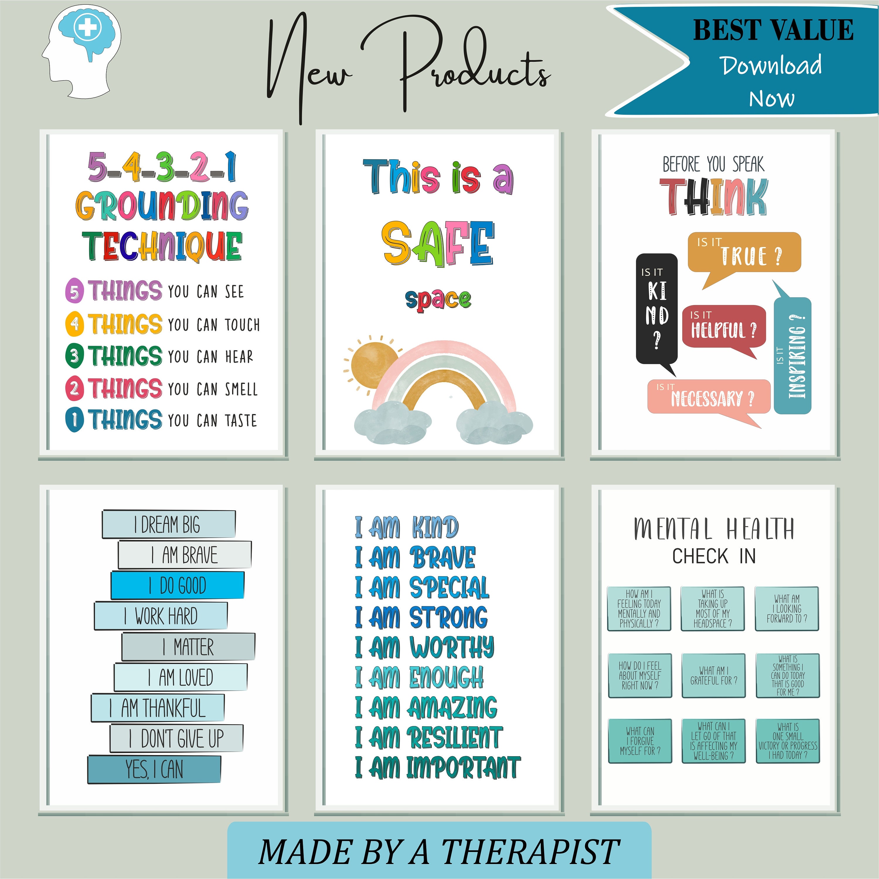 35 Mental Health Poster Calming Corner Posters School Counselor Posters ...