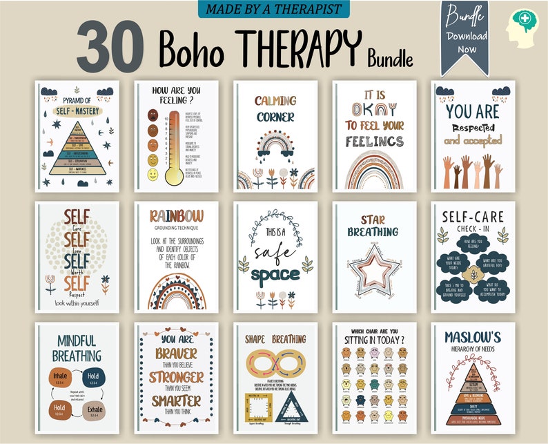 30 Calming Posters Educational Printables Calming Corner Set Boho ...