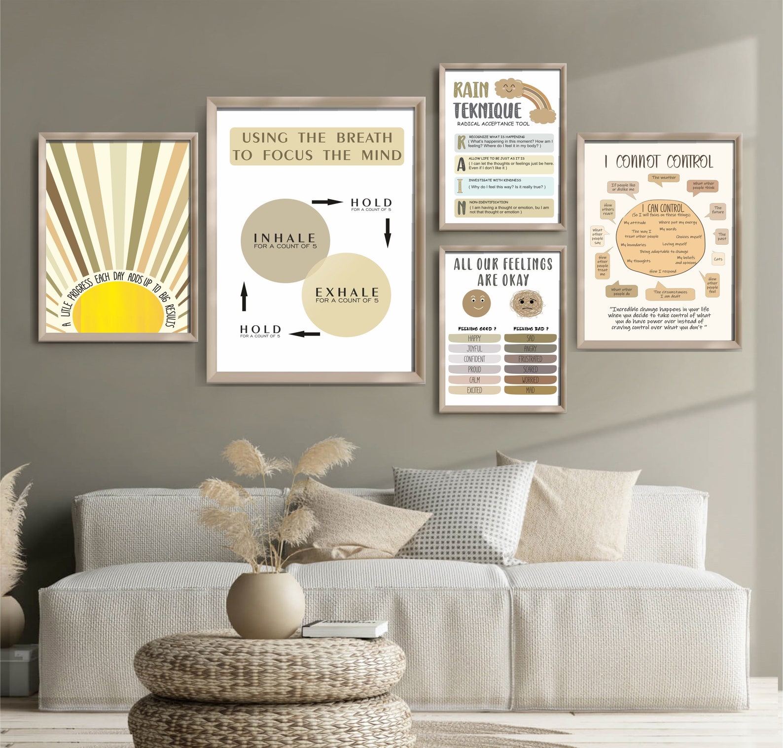 40 Boho Mental Health Posters Bulletin Board Kit Counseling Door Gifts ...