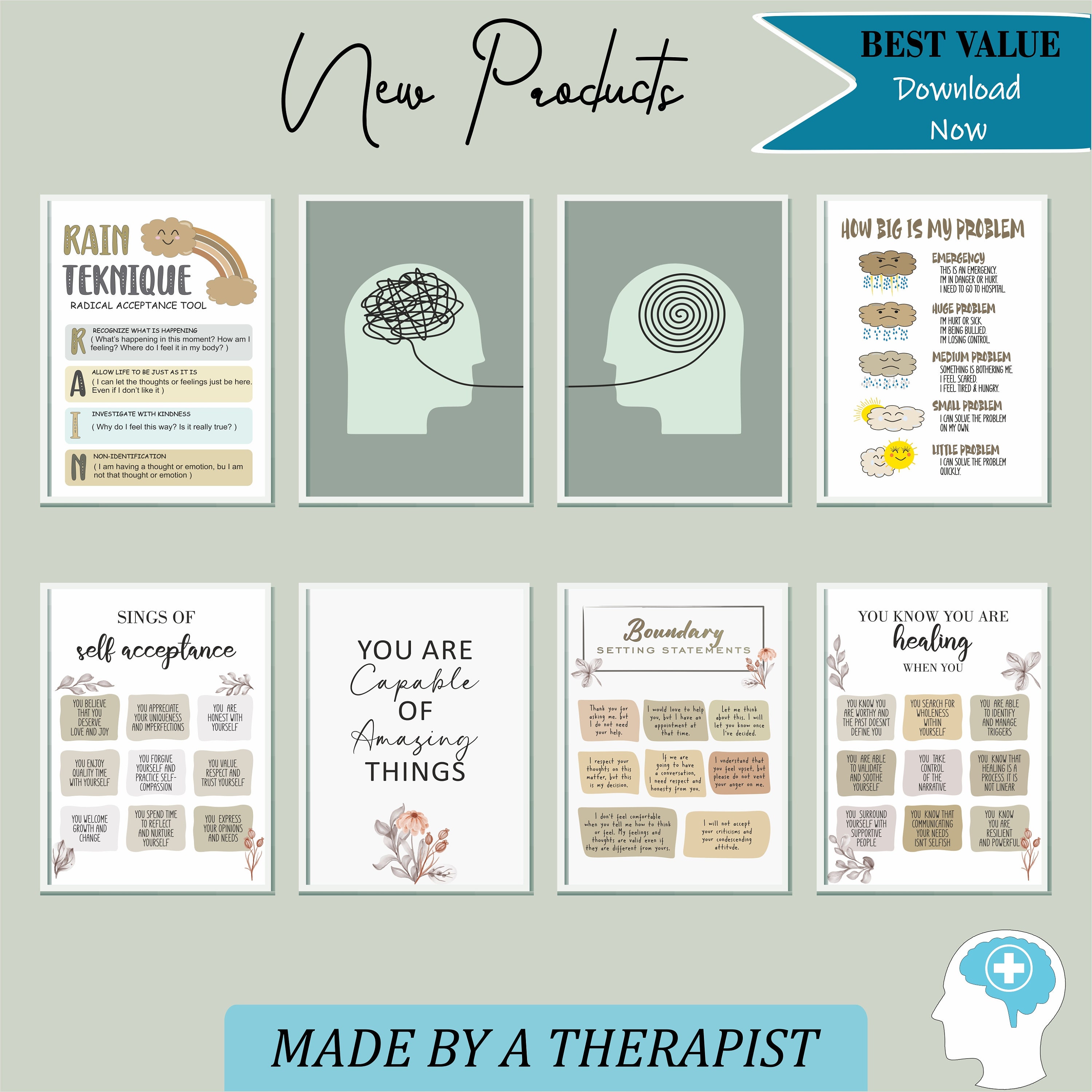 50 Boho Therapy Office Decor Calming Down Corner Educational Posters ...