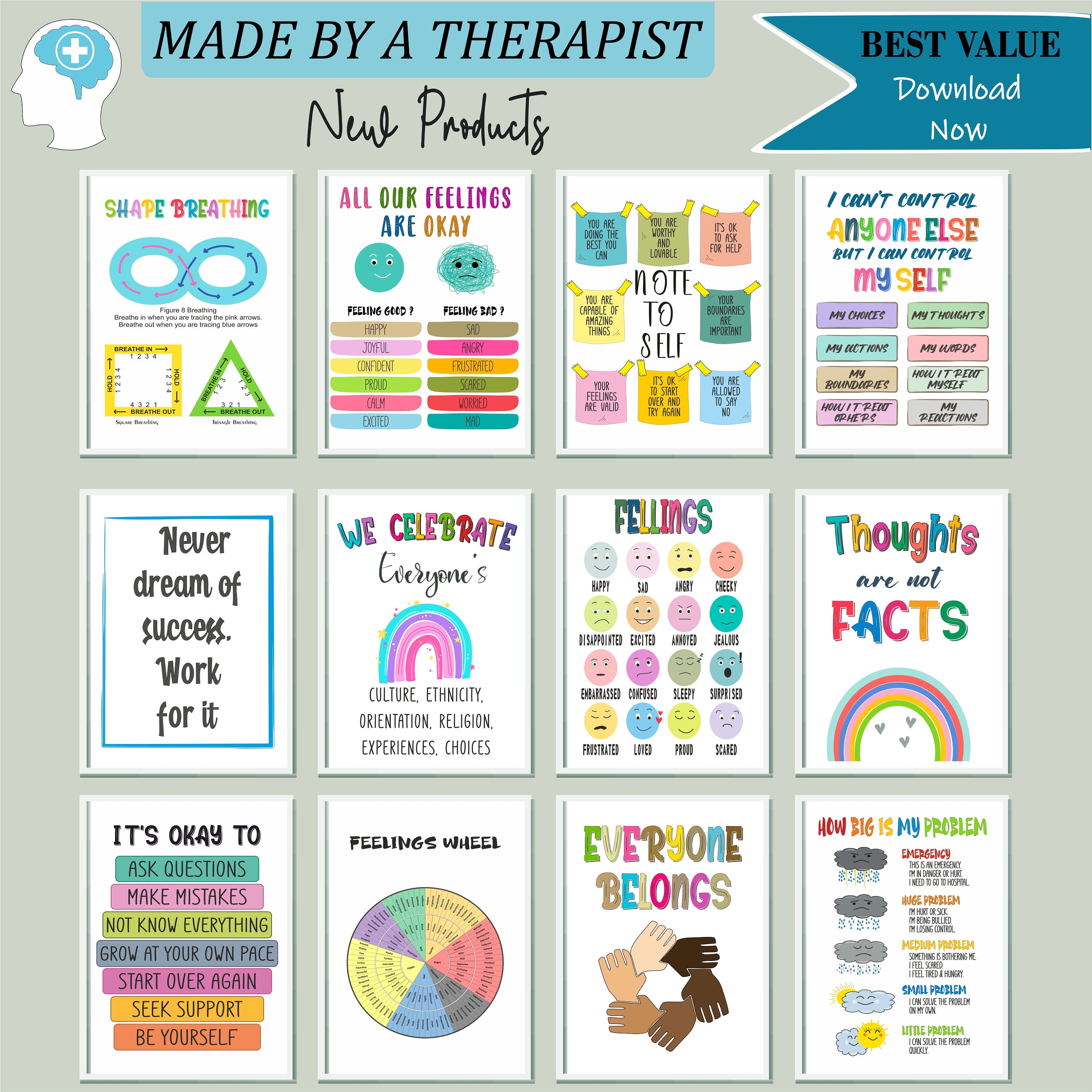 60 Calming Corner Classroom Boho Calm Down Printable Decor Wall Art ...