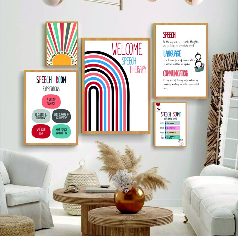 24 Speech Therapy Room Posters Kids SLP Office Decor Instant Download ...