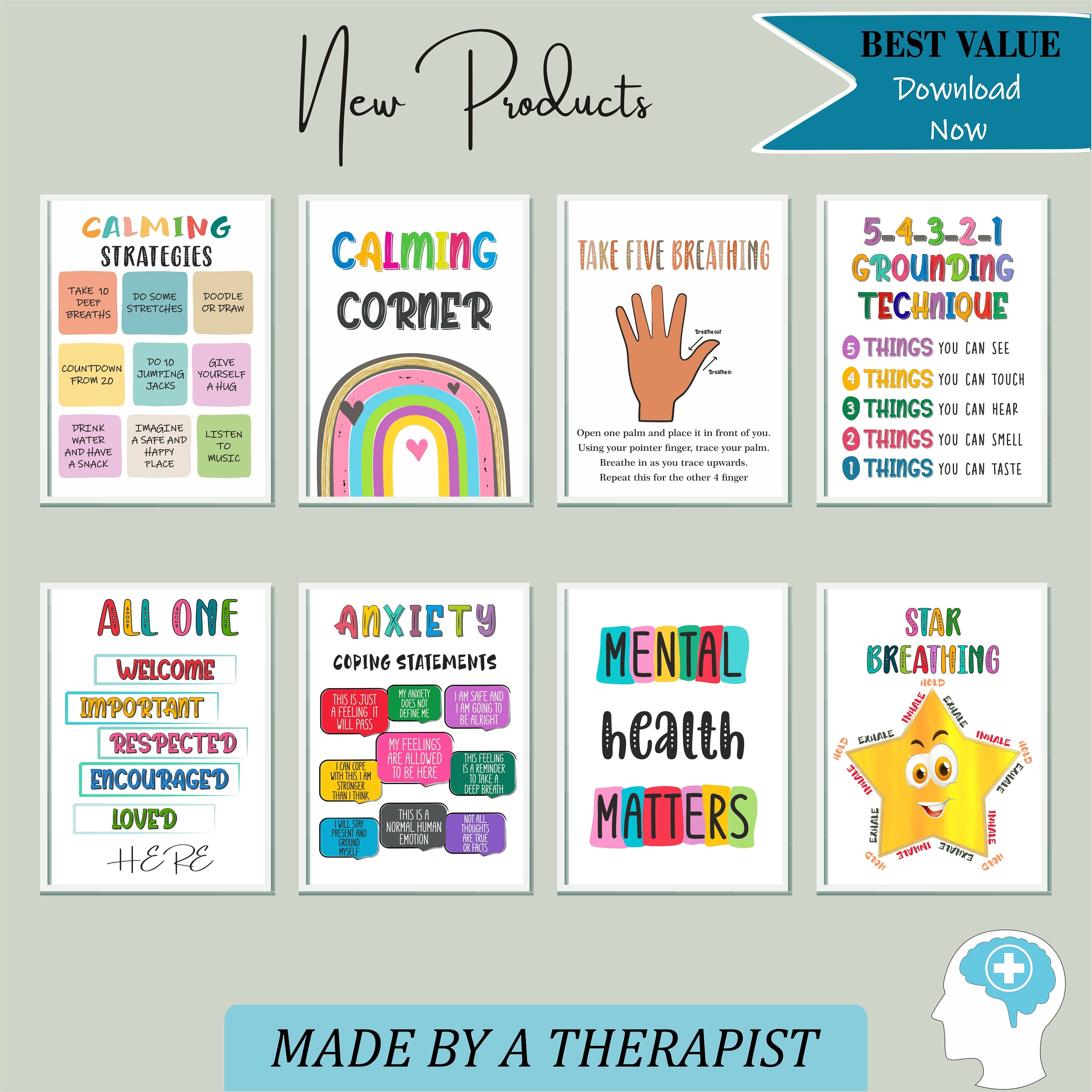40 Mental Health Poster for Office, Calming Corner Printable, Mental ...