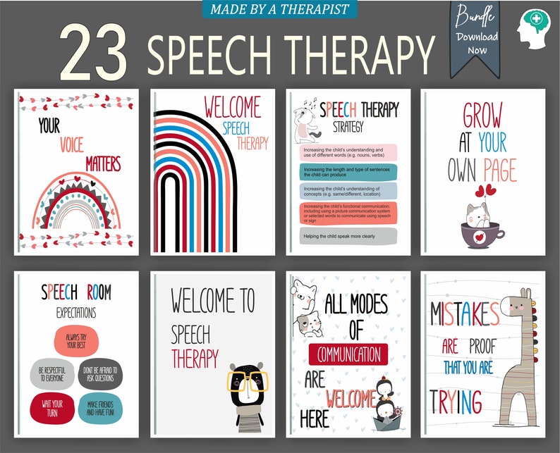 23 Speech Therapy SLP Office Decor Instant Download Speech Pathology ...