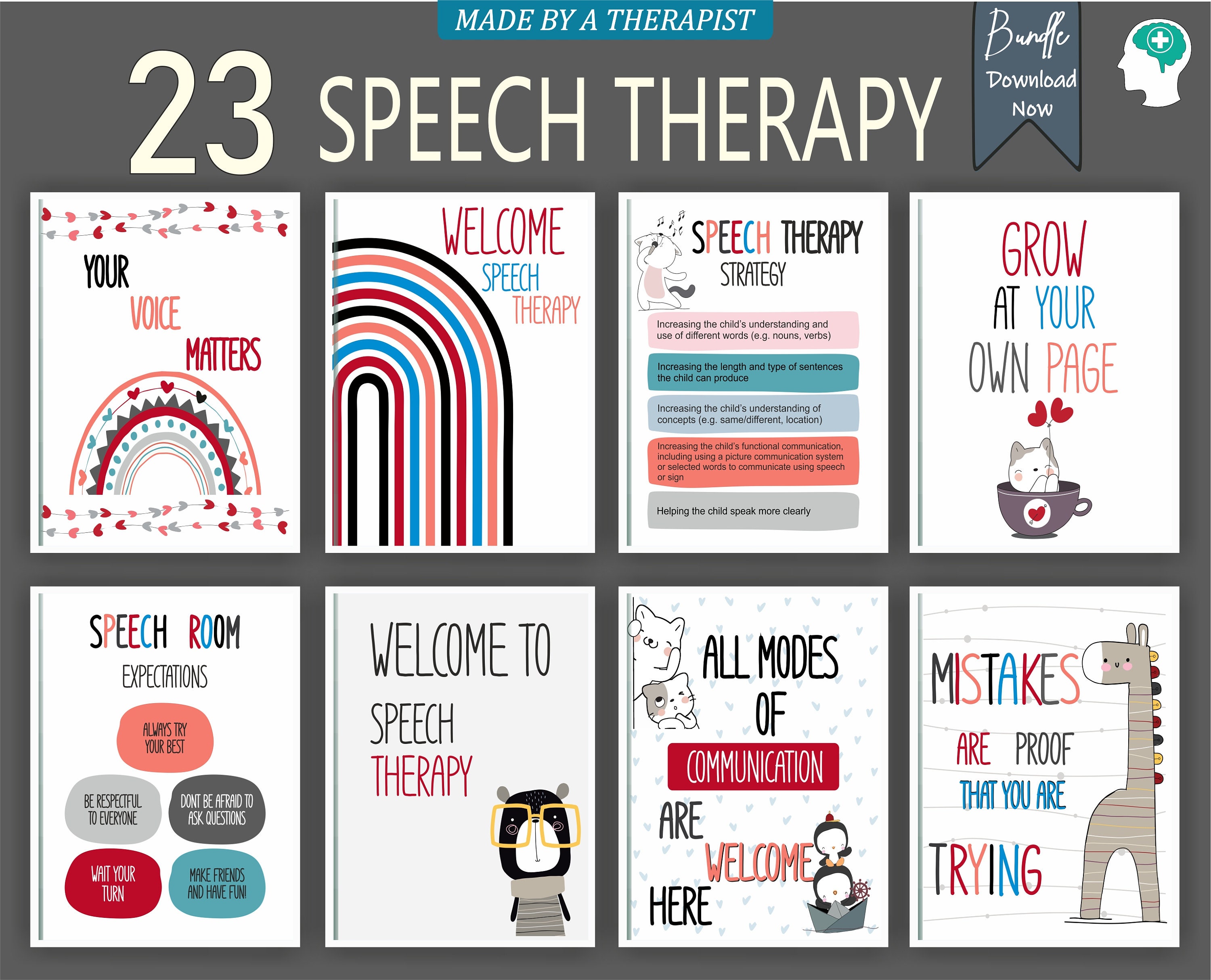 23 Speech Therapy SLP Office Decor Instant Download Speech Pathology ...